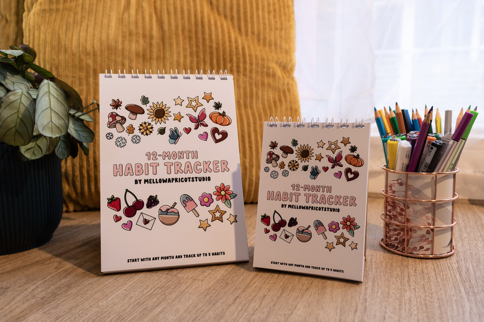 12-Month Playful Desk Habit Tracker | A5 & A6 – MellowApricotStudio
